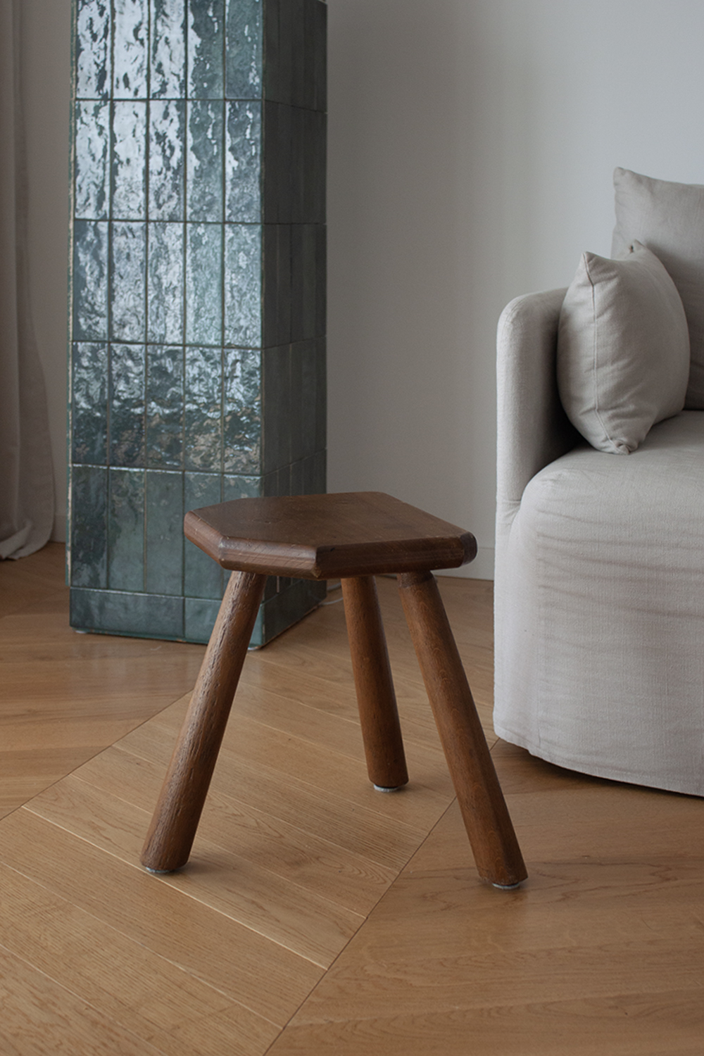 French Primitive Stool Dark Wood | ZWEI Design